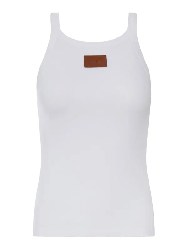 Fendi Ribbed Cotton Top - White
