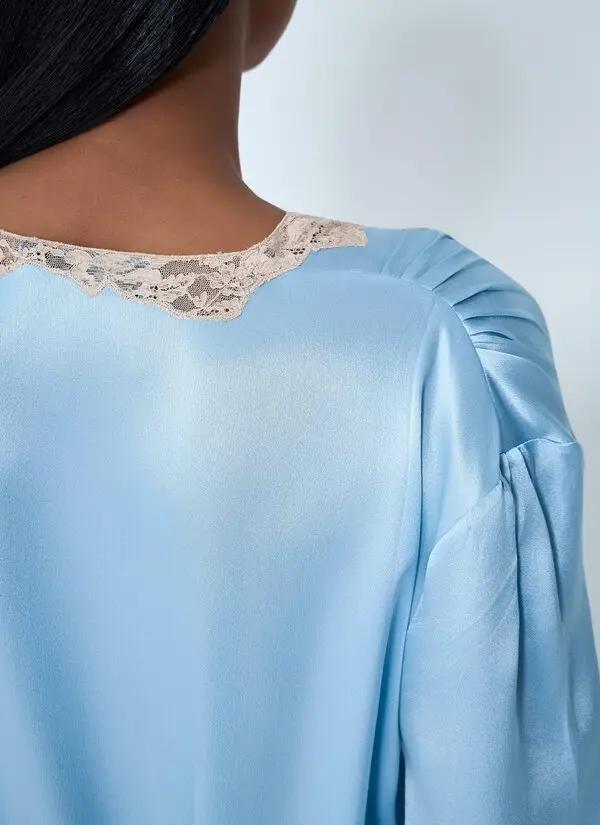 Prada Satin Crepe And Lace Midi Dress