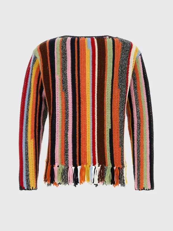 Prada Striped Wool And Cashmere Crewneck Sweater