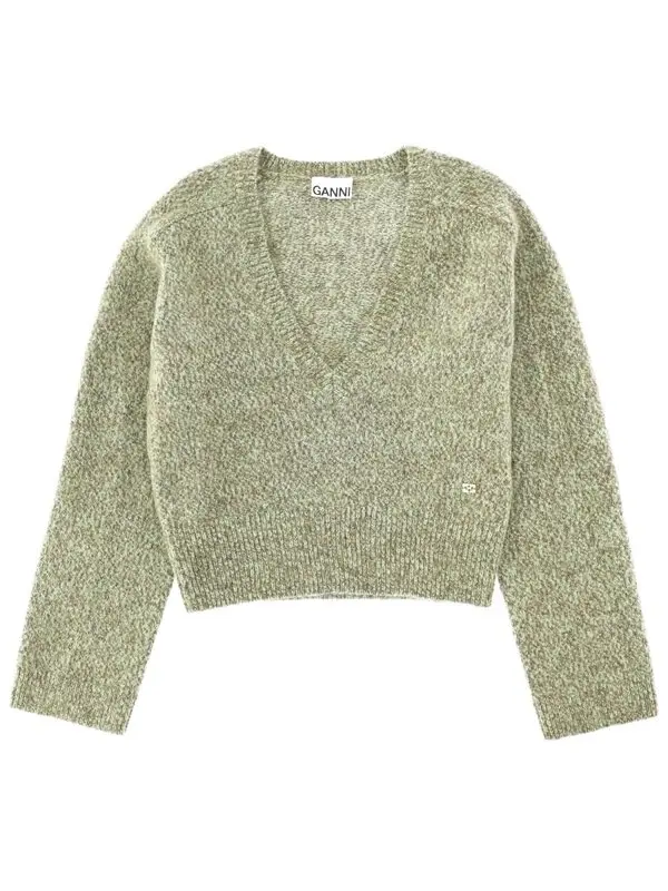 GANNI V-neck Sweater - Green