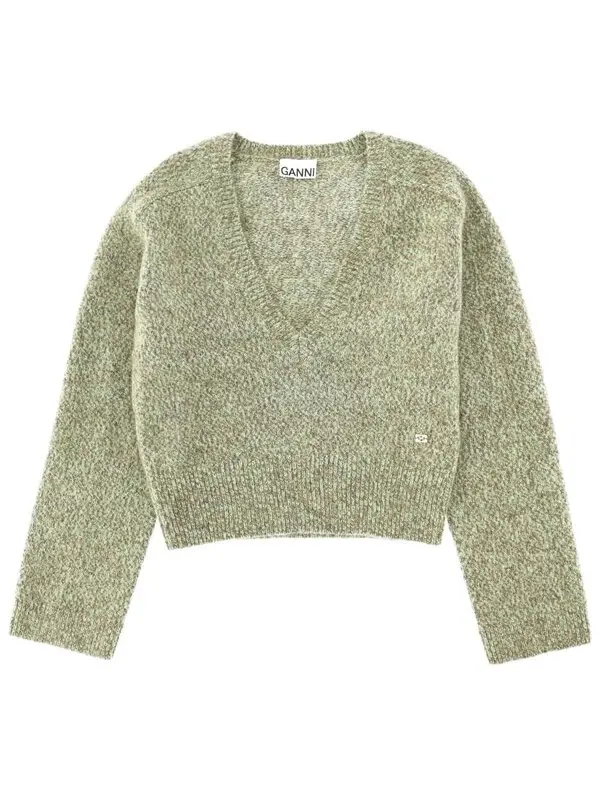 GANNI V-neck Sweater - Green