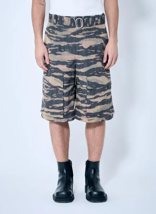 JIL SANDER Belted Camo Shorts