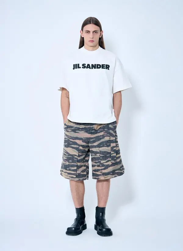 JIL SANDER Belted Camo Shorts