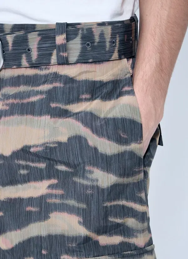 JIL SANDER Belted Camo Shorts