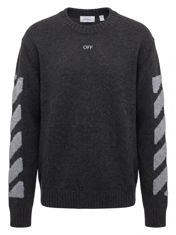 Off-White Diag Fuzzy Crew Neck Sweater - Multicolor