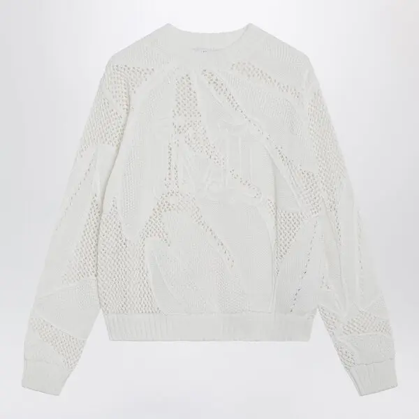 Max Mara Embroidered Cotton Crewneck Sweater - White