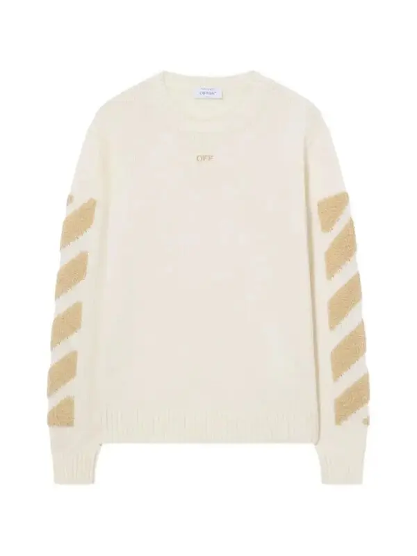 Off-White Diag Fuzzy Crew Neck Sweater - Multicolor