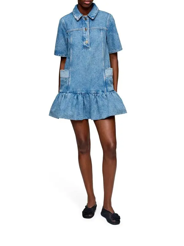 GANNI Patchwork Denim Dress