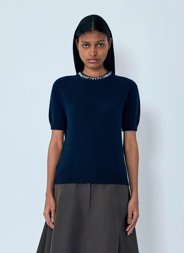 Prada Wool And Cashmere Crew-neck Sweater - Blue