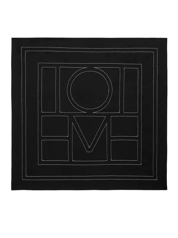 TOTEME Silk Scarf With Monogram Embroidery - Black