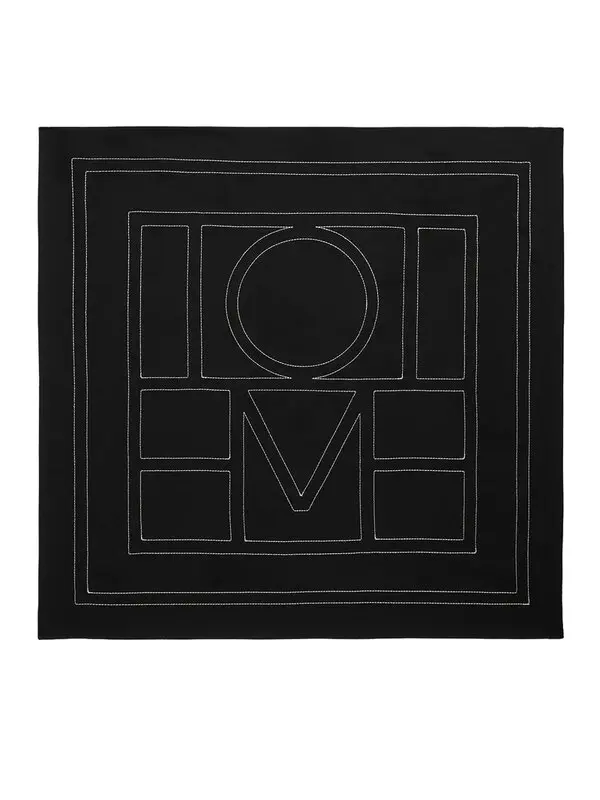 TOTEME Silk Scarf With Monogram Embroidery - Black