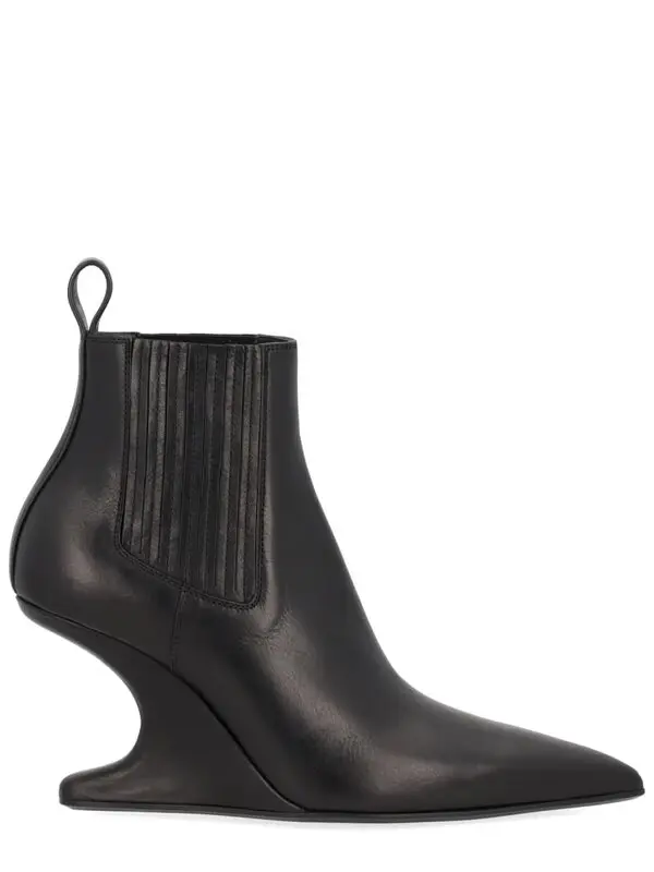 Rick Owens Leather Ankle Boots - Black