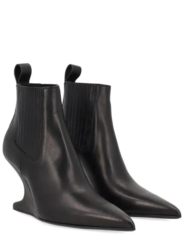 Rick Owens Leather Ankle Boots - Black