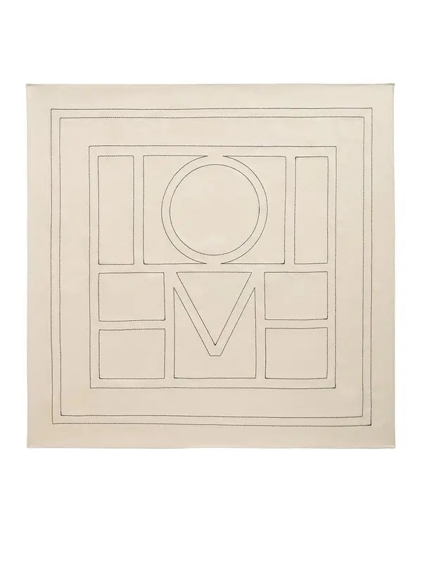 TOTEME Silk Scarf With Monogram Embroidery - Cream