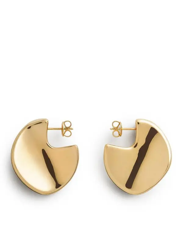 Bottega Veneta Geometric Design Silver Earrings With Finish - Gold