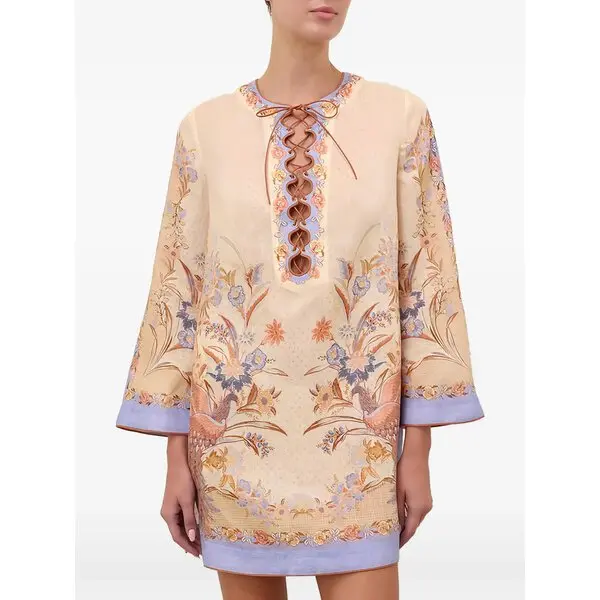 Zimmermann Floral Print Day Dress - Cream