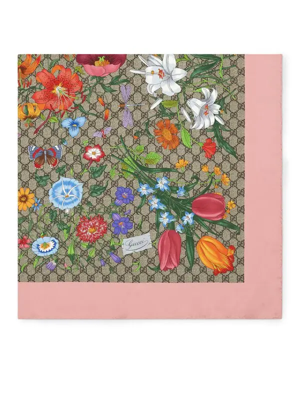 Gucci Silk Twill Scarf With Flora Print - Multicolor