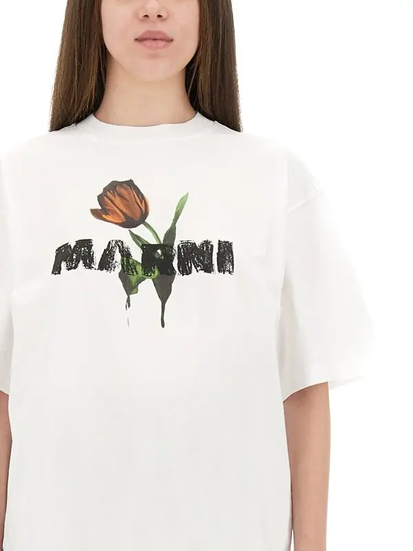 Marni Cotton T-shirt With Tulip Print