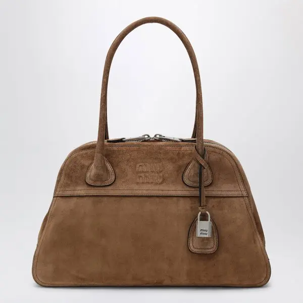 Miu Miu Medium Vivant Bag In Cocoa Suede Leather - Brown