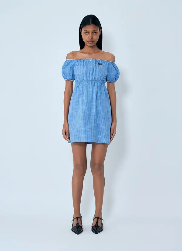 Miu Miu Plaid-pattern Mini Dress - Blue