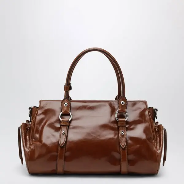 Miu Miu Large Top-handle Bag In Glossy Palisander Leather