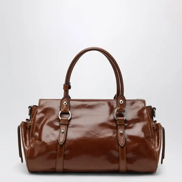 Miu Miu Glossy Leather Top-handle Bag - Brown