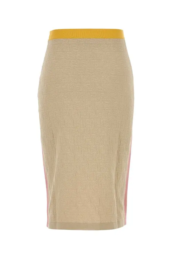 Fendi Sand Stretch Cotton Blend Skirt