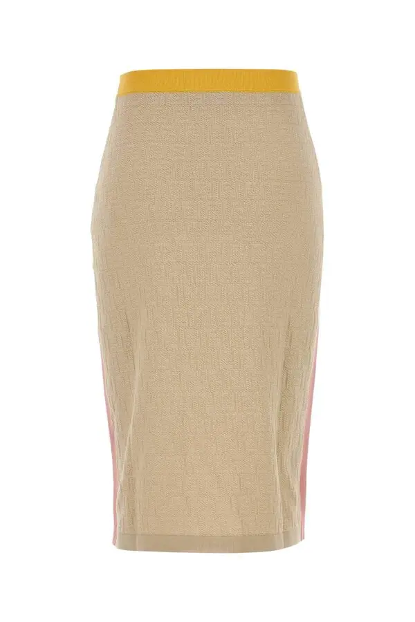 Fendi Stretch Cotton Blend Skirt - Brown