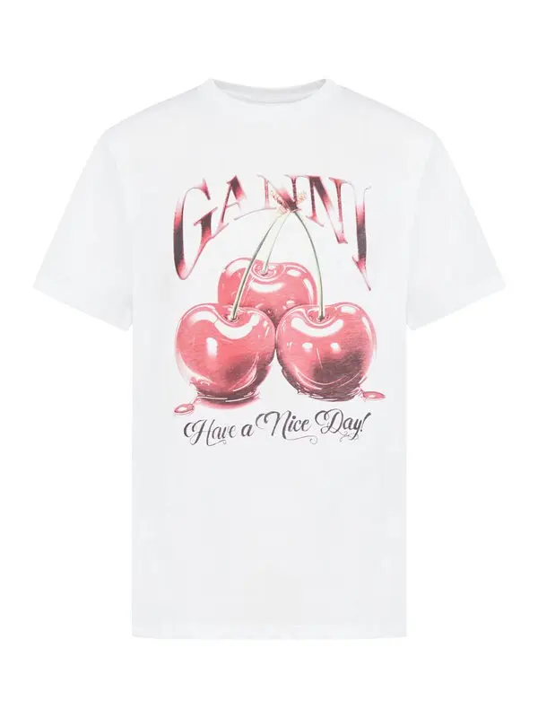 GANNI Jersey T-shirt - White
