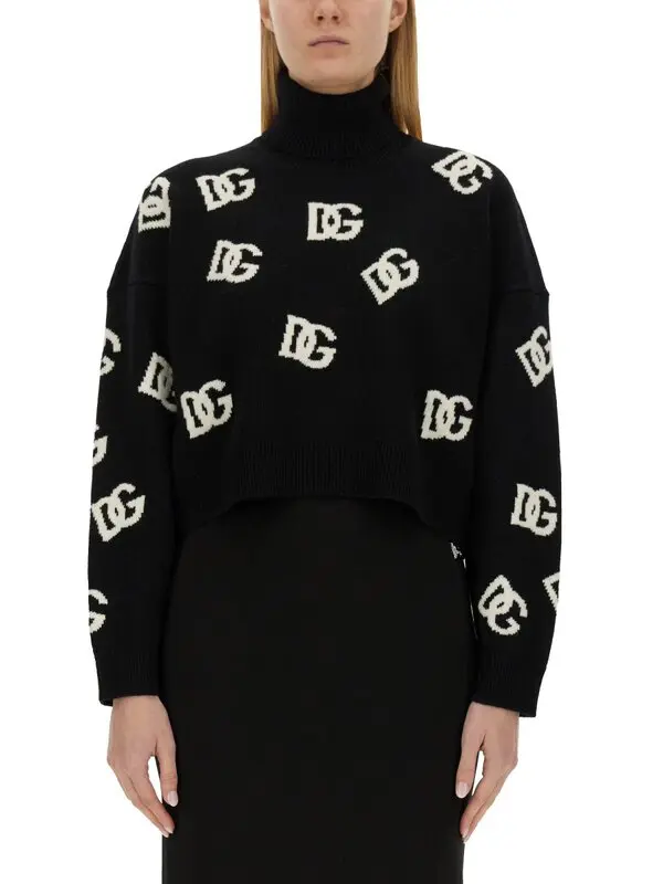 Dolce & Gabbana Jersey With Logo Inlay - Black