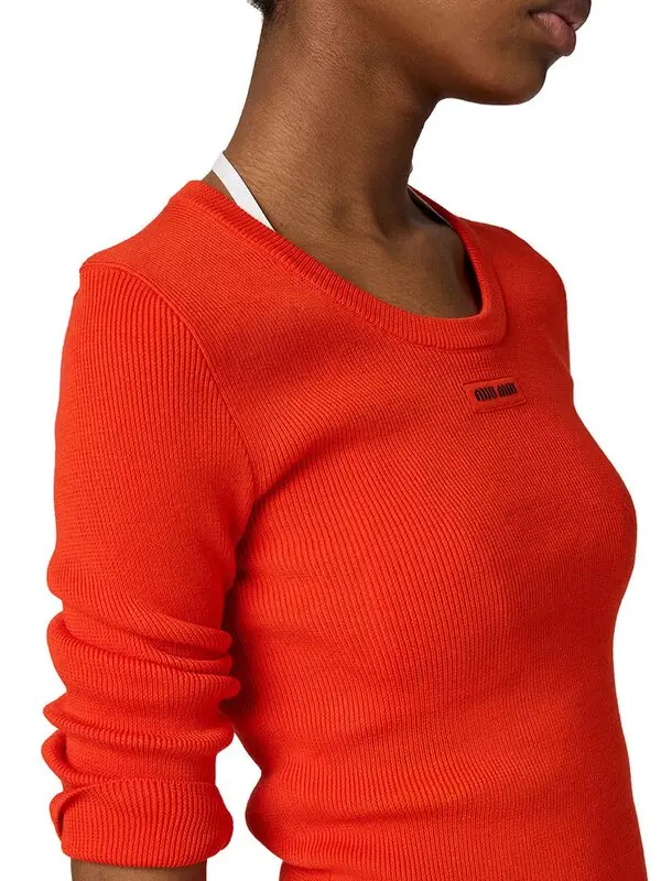 Miu Miu Crew Neck Cotton Sweater
