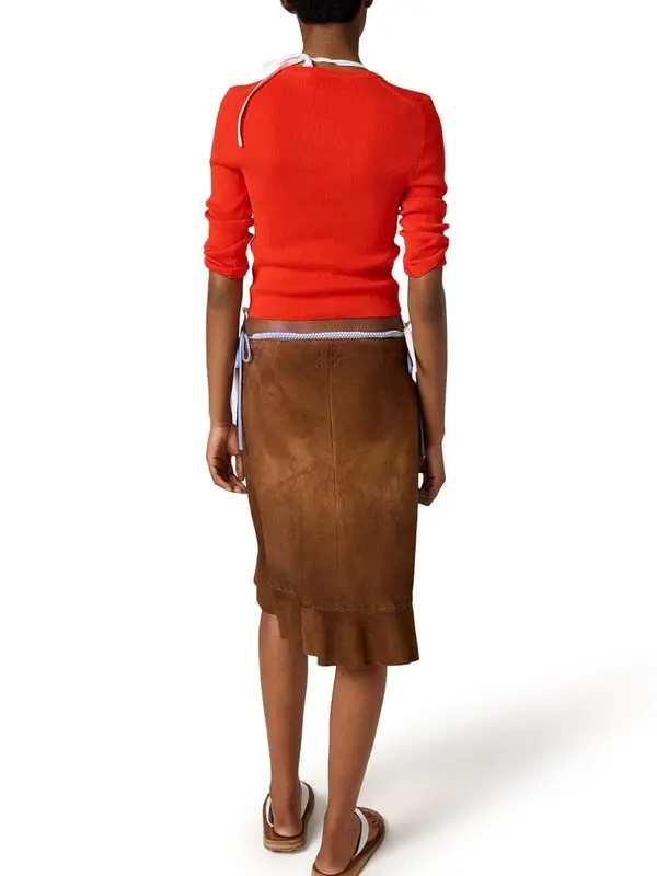 Miu Miu Crew Neck Cotton Sweater - Orange