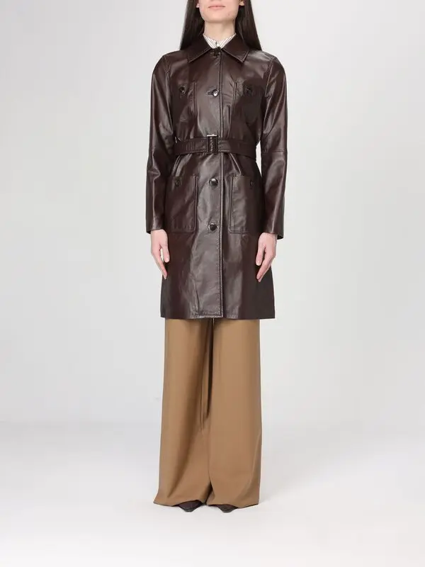 Max Mara Leather Trench Coat - Brown