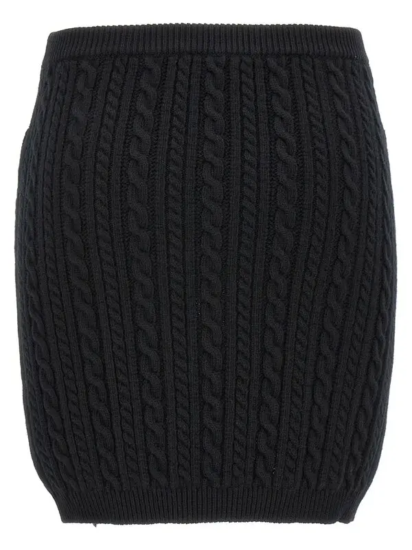 Alessandra Rich Wool Cable Knit Skirt