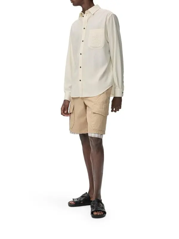 Loewe Cotton Satin Cargo Shorts - Cream
