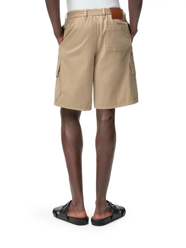 Loewe Cotton Satin Cargo Shorts - Cream