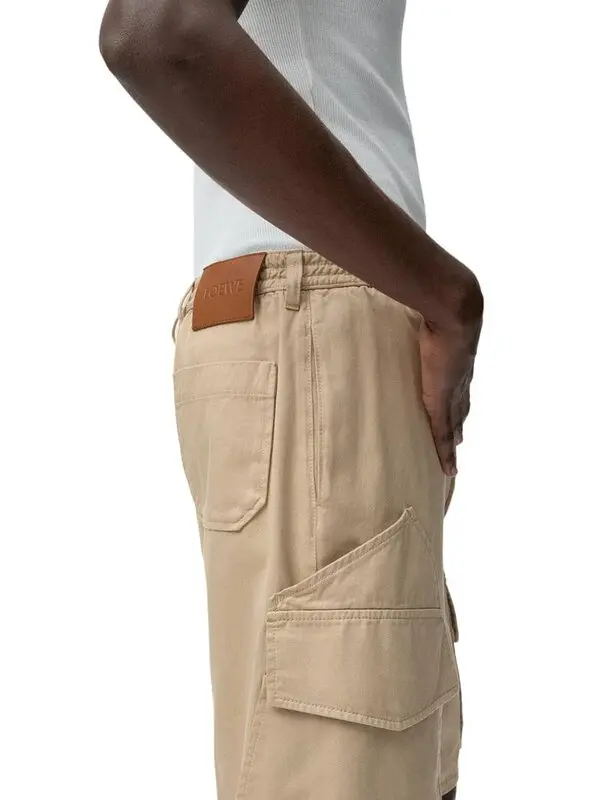 Loewe Cotton Satin Cargo Shorts - Cream