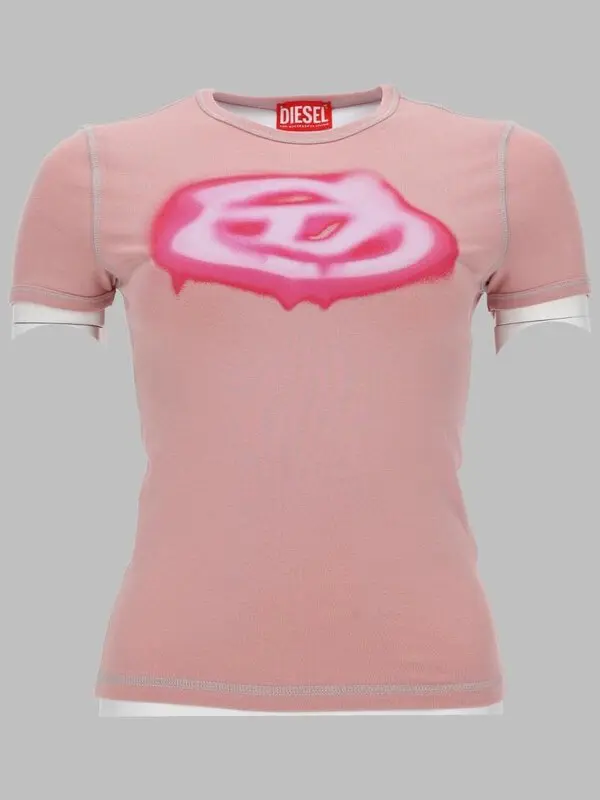 DIESEL® Graffiti Effect Logo T-shirt - Pink