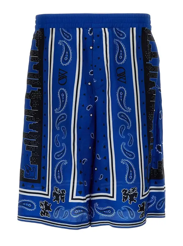 Off-White Blue Bandana Paisley Print Shorts In Viscose - Multicolor
