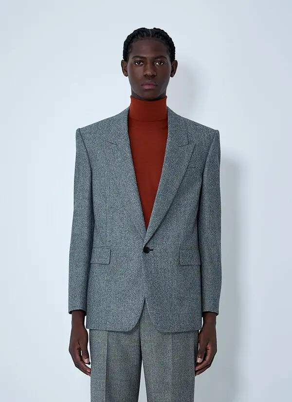 Saint Laurent Prince Of Wales Wool Blazer
