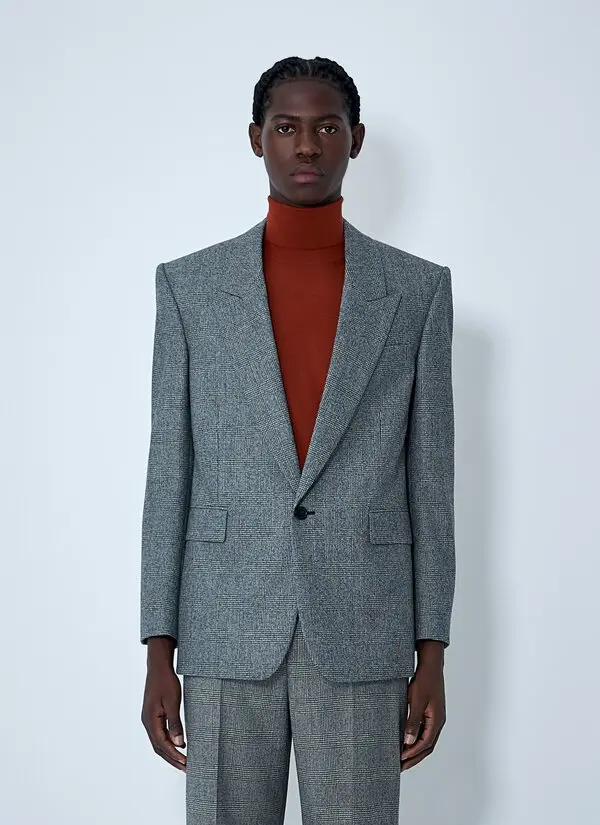Saint Laurent Prince Of Wales Wool Blazer
