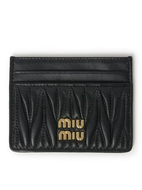 Miu Miu Nappa Matelasse Card Holder - Black