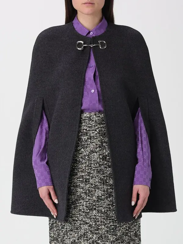 Gucci Wool And Silk Cape With Clamp Detail