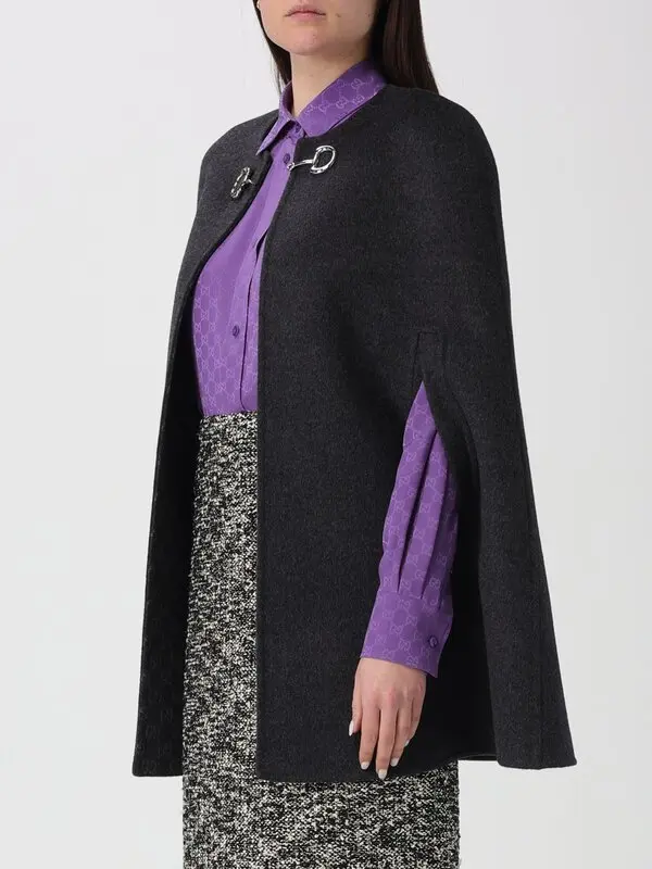 Gucci Wool And Silk Cape With Clamp Detail