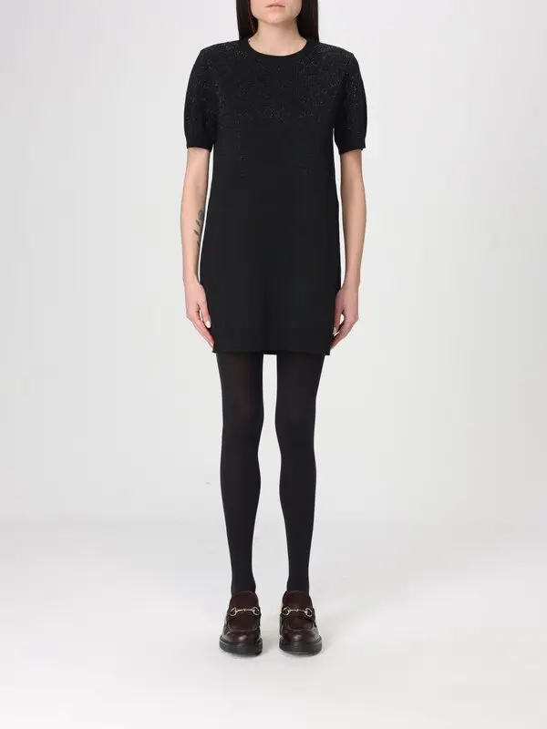 Gucci Gg Rhinestone Knit Mini Dress - Black