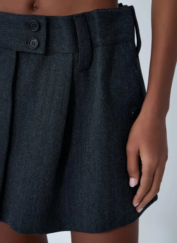 Prada Chevron Wool Mini Skirt