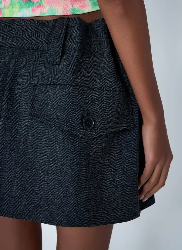 Prada Chevron Wool Mini Skirt