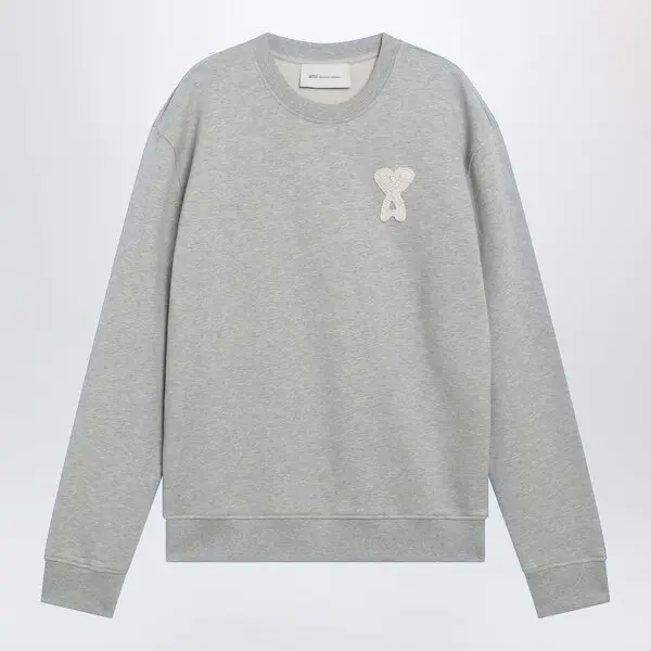 AMI Paris Grey De Coeur Cotton Sweatshirt - Gray