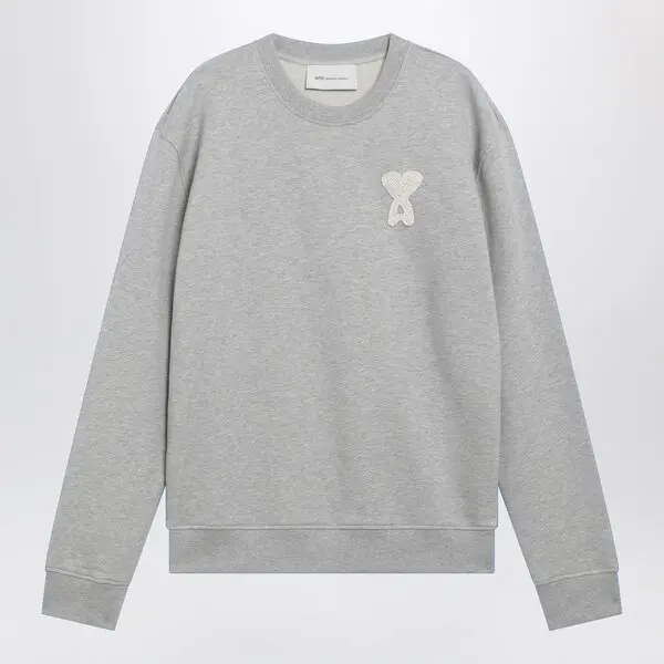 AMI Paris De Coeur Cotton Sweatshirt - Gray