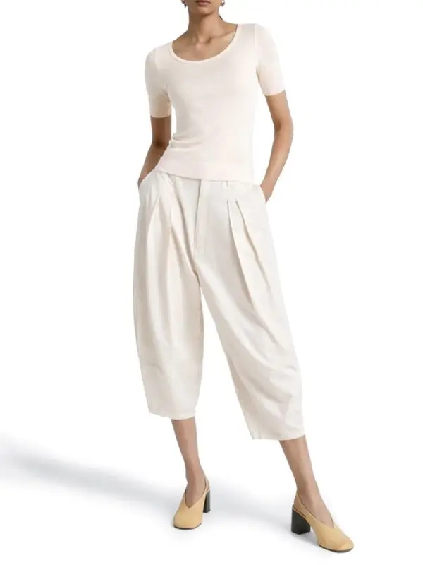 LEMAIRE Trompe L'oeil Viscose And Silk Top - Cream